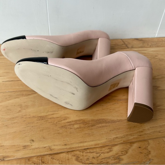 J. Crew | Shoes | J Crew Lena Blush Leather Heeled Pump 7 Black Patent ...